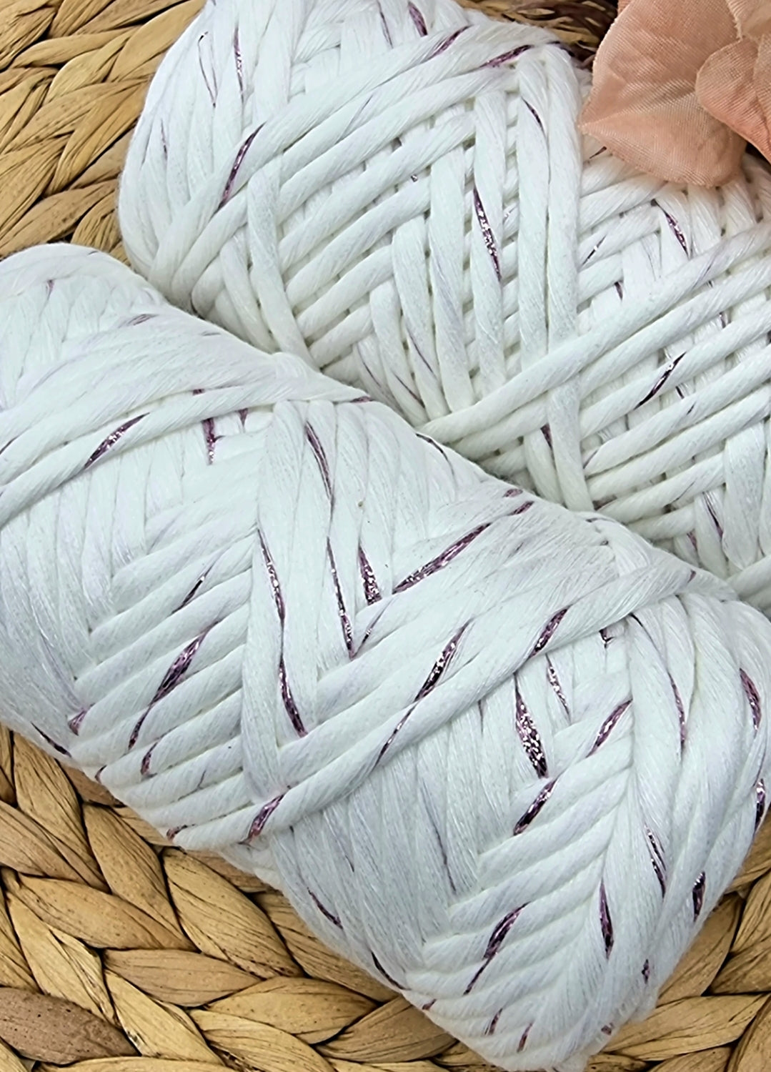 White Shiny Pink - 3MM Single Strand Luxe Cotton Macrame Cord 250gr ...